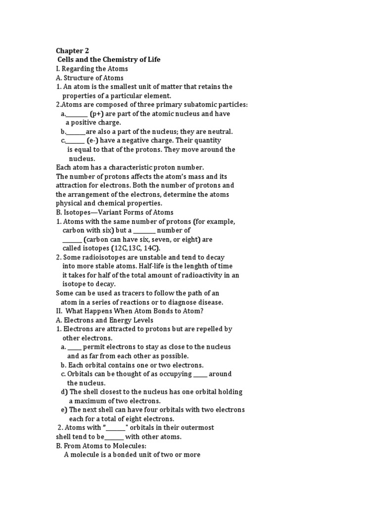 Bio Chapter 2 Notes | PDF | Chemical Bond | Chemical Polarity