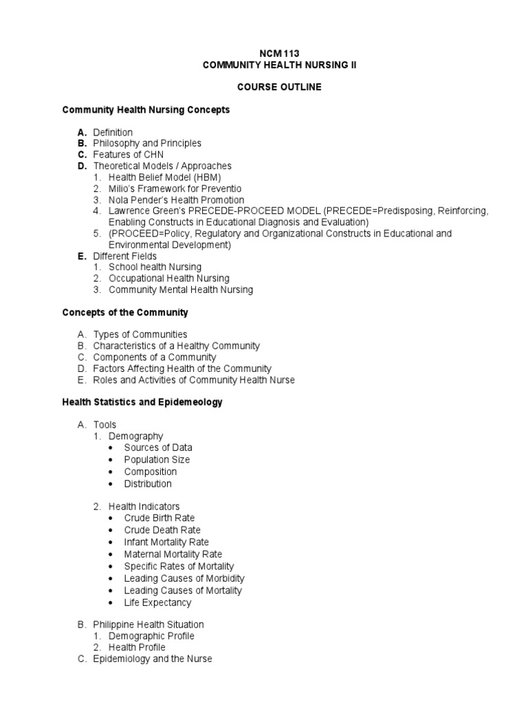 NCM 113 Course Outline | PDF | Mortality Rate | Epidemiology
