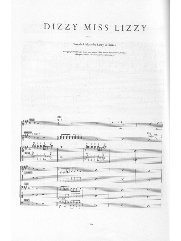 Dizzy Miss Lizzy | PDF