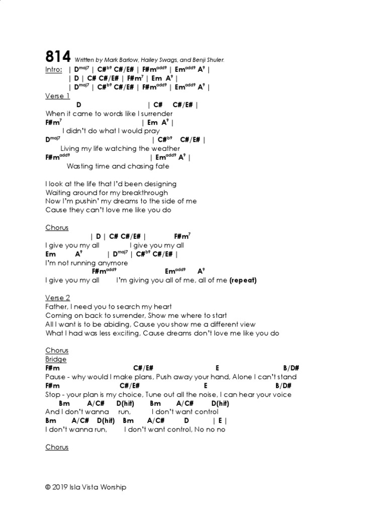 Written by Mark Barlow, Hailey Swags, and Benji Shuler.: Maj7 b9 Add9 ...