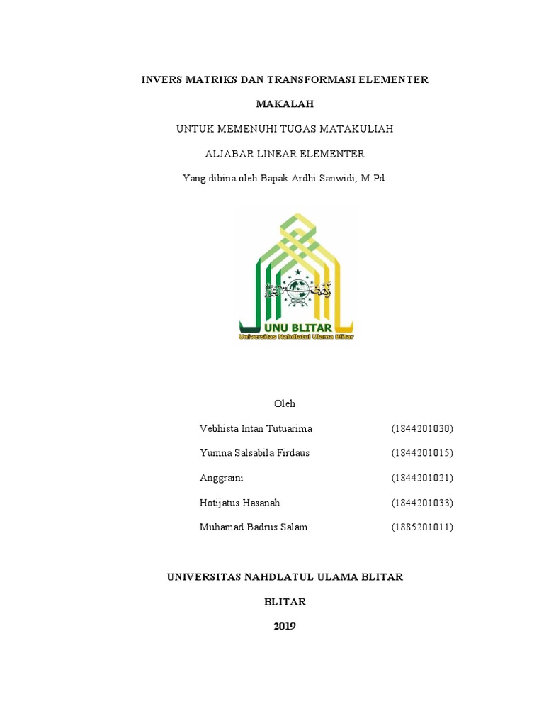 Invers Matriks Dan Transformasi Elementer | PDF