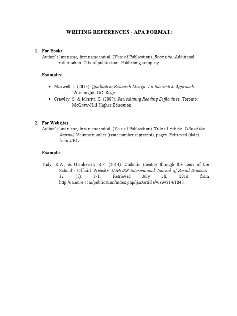 Apa Reference Format Pdf