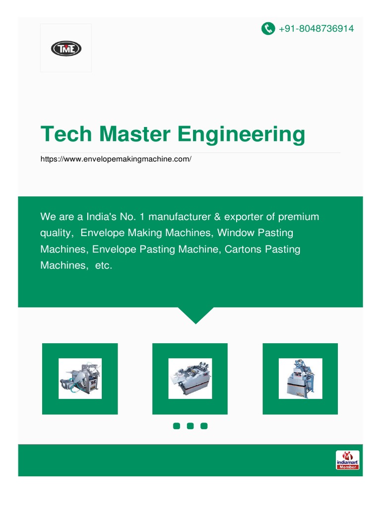 Tech Master Engineering Pdf Envelope Machines