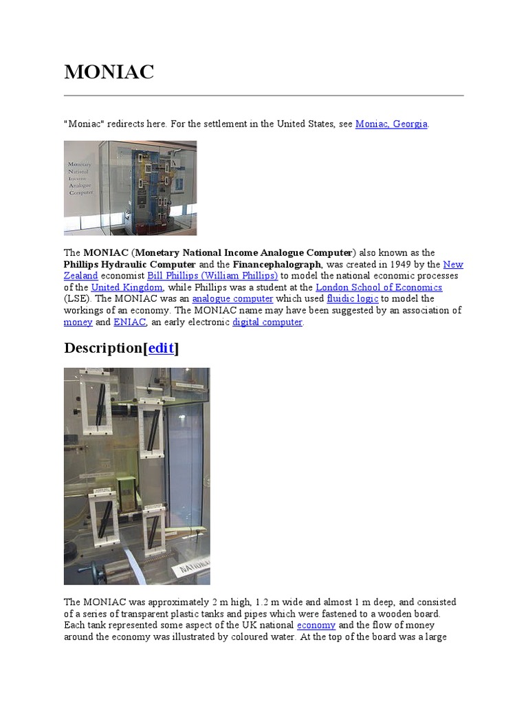 Moniac: Description | PDF | Economics | Economies