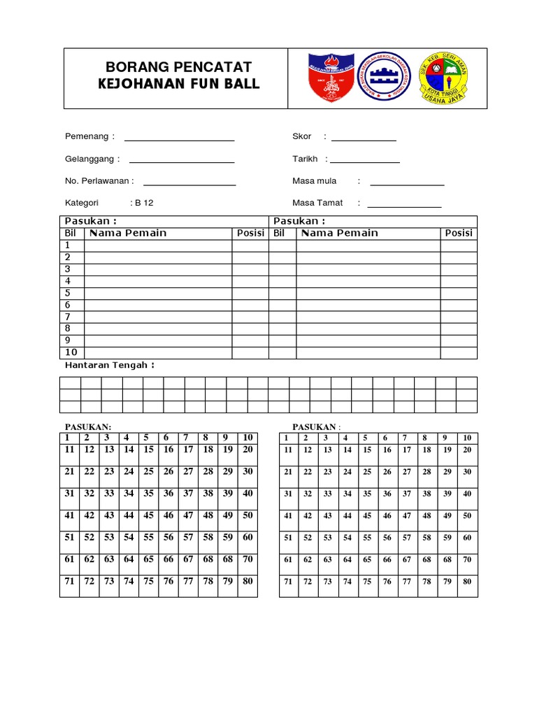Borang Pencatat Bola Jaring | PDF
