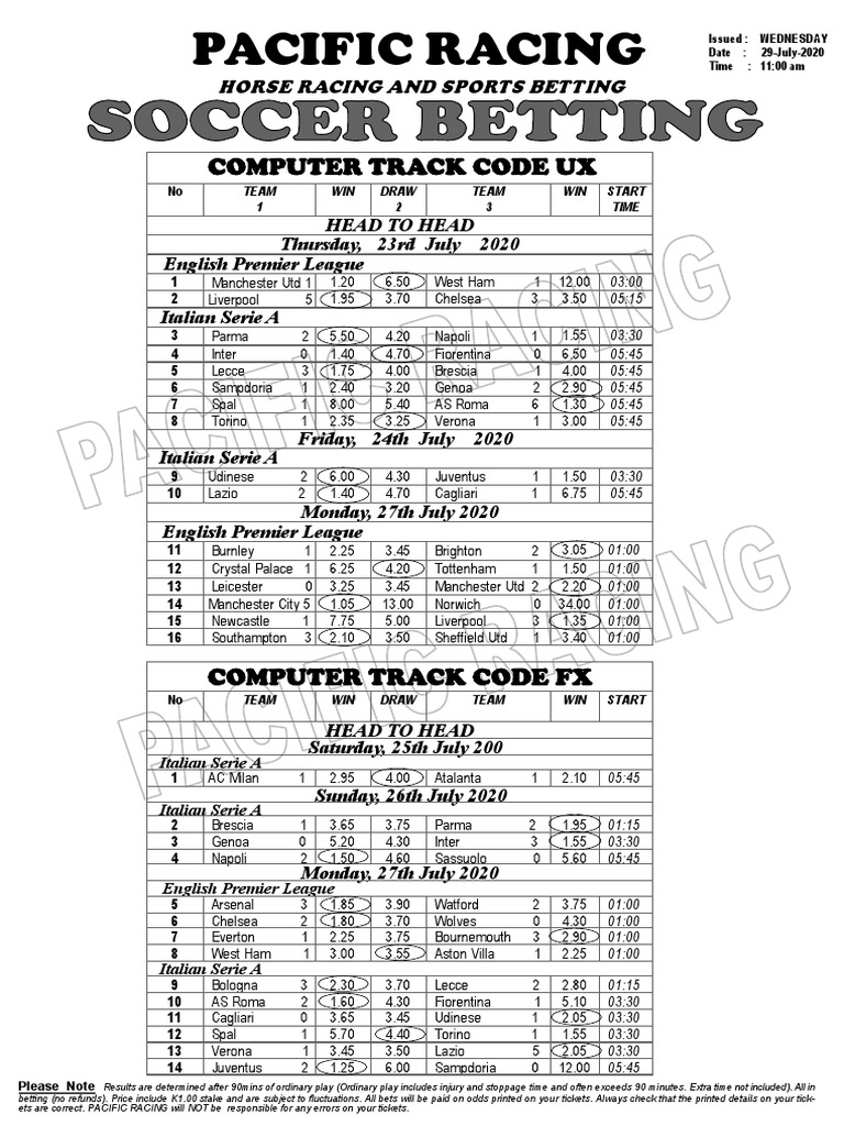 Soccer-Tuesday Results - Pacific Racing | PDF | English Football Club ...