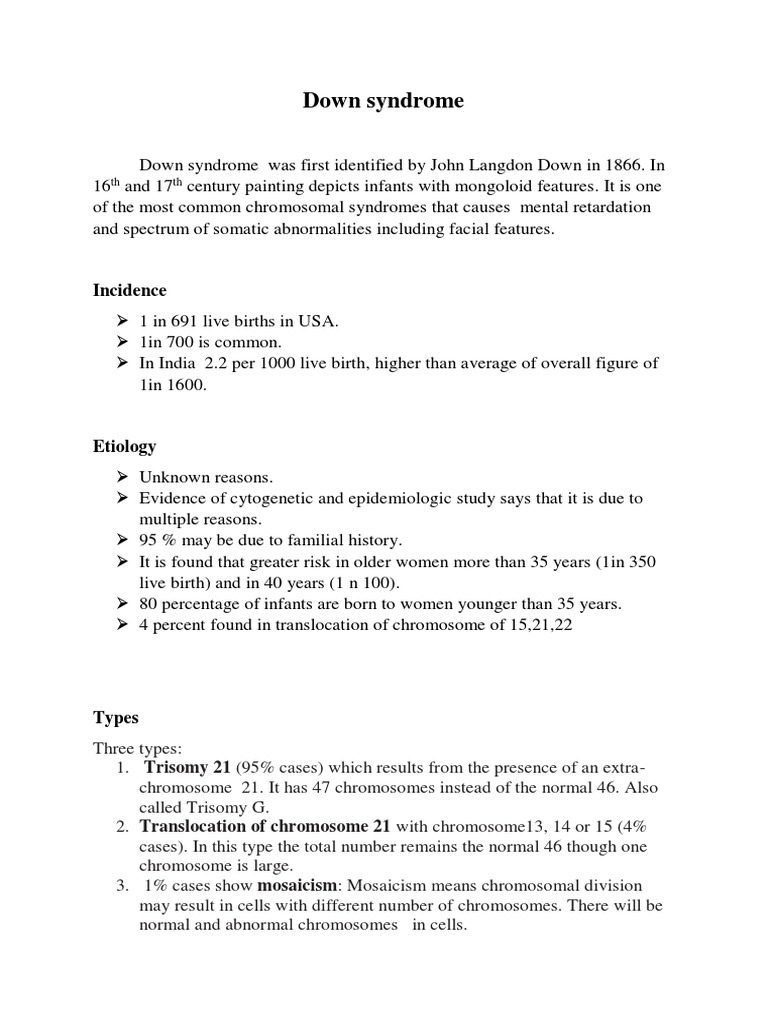 Down Syndrome | PDF | Down Syndrome | Health Sciences