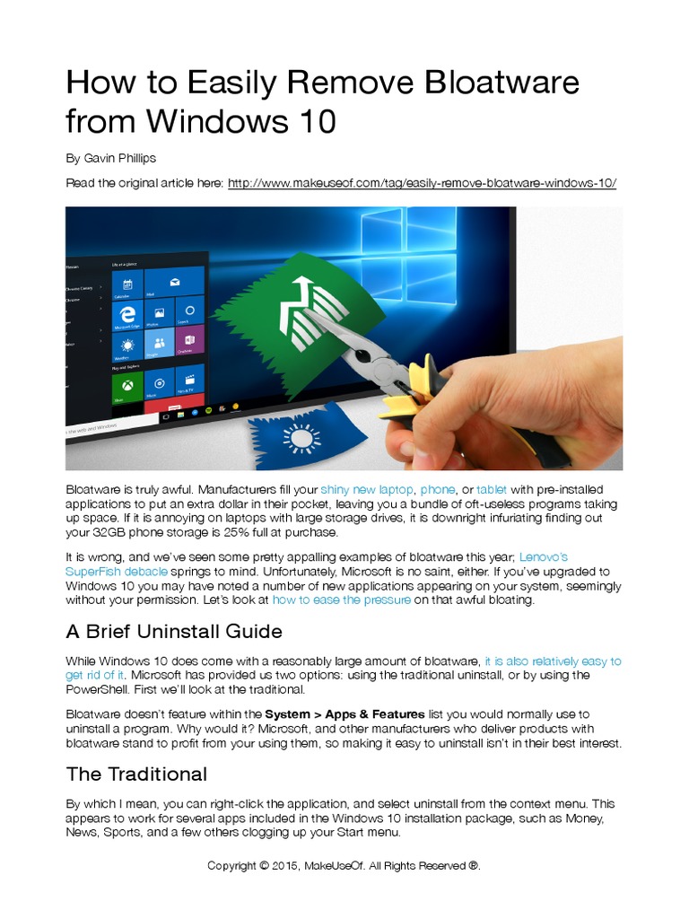 How To Easily Remove Bloatware From Windows 10: A Brief Uninstall Guide ...