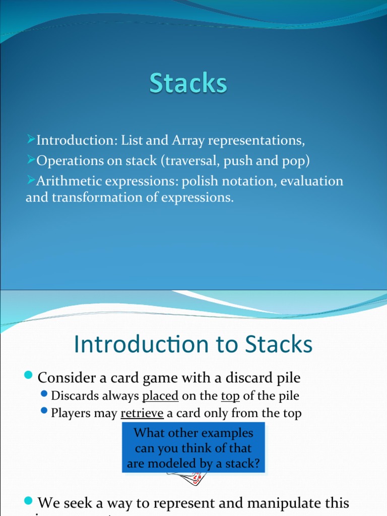 Ds 5-Stacks | PDF | Algorithms And Data Structures | Mathematical Notation Ds 5-Stacks | PDF | Algorithms And Data Structures | Mathematical Notation