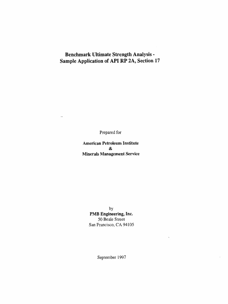 Benchmark Ultimate Strength Analysis Sample Application of API 2A ...