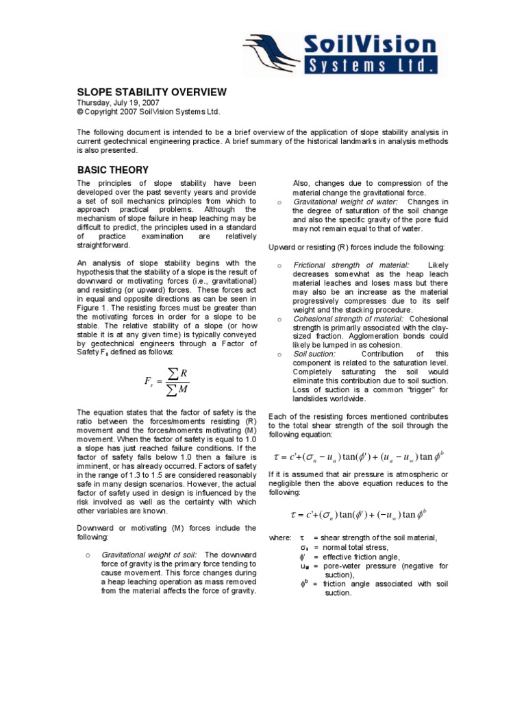 Slope Stability Overview | PDF | Applied And Interdisciplinary Physics ...