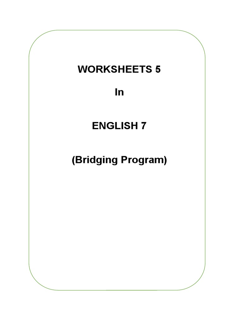 English 7 Worksheet 5 | PDF | Sentence (Linguistics) | Poetry