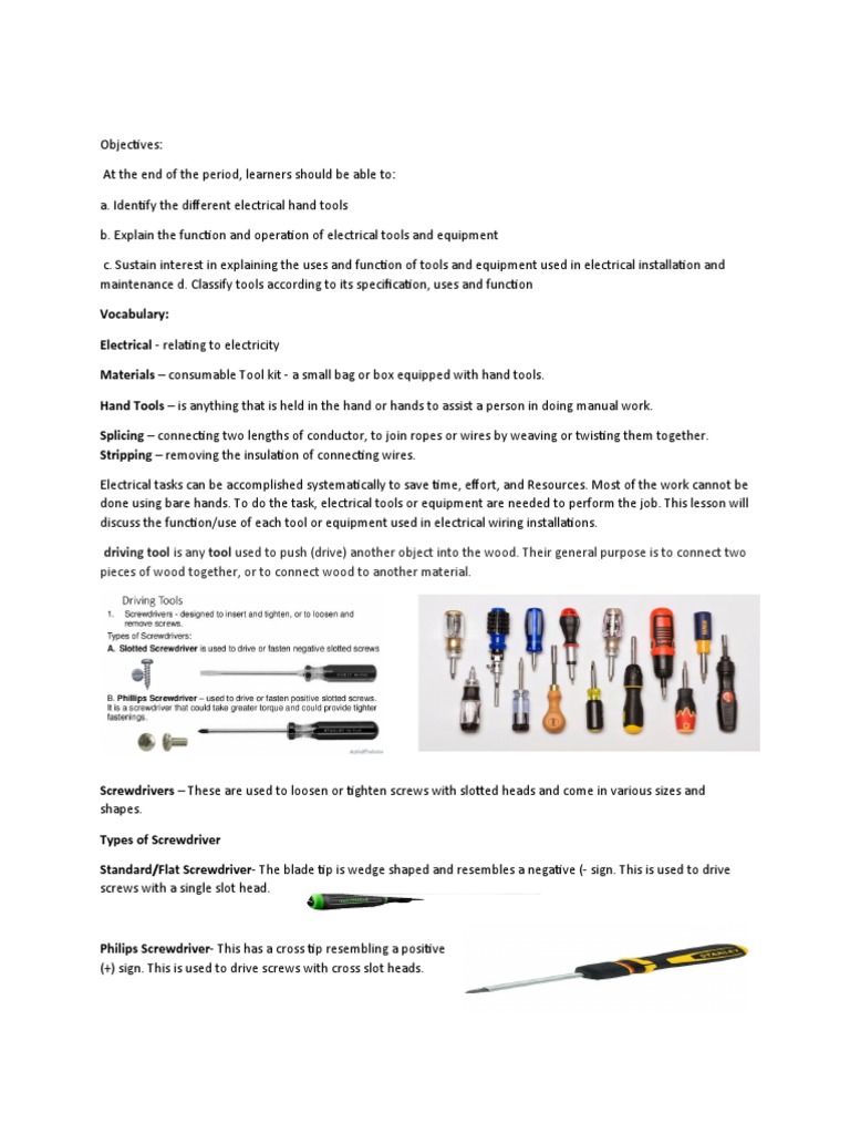 Electrical Tools | PDF | Electrical Wiring | Manufactured Goods