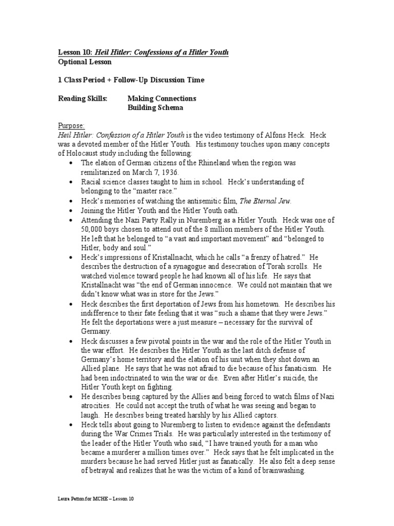 Hitler Youth Testimony: Alfons Heck | PDF | Nazi Germany | Adolf Hitler