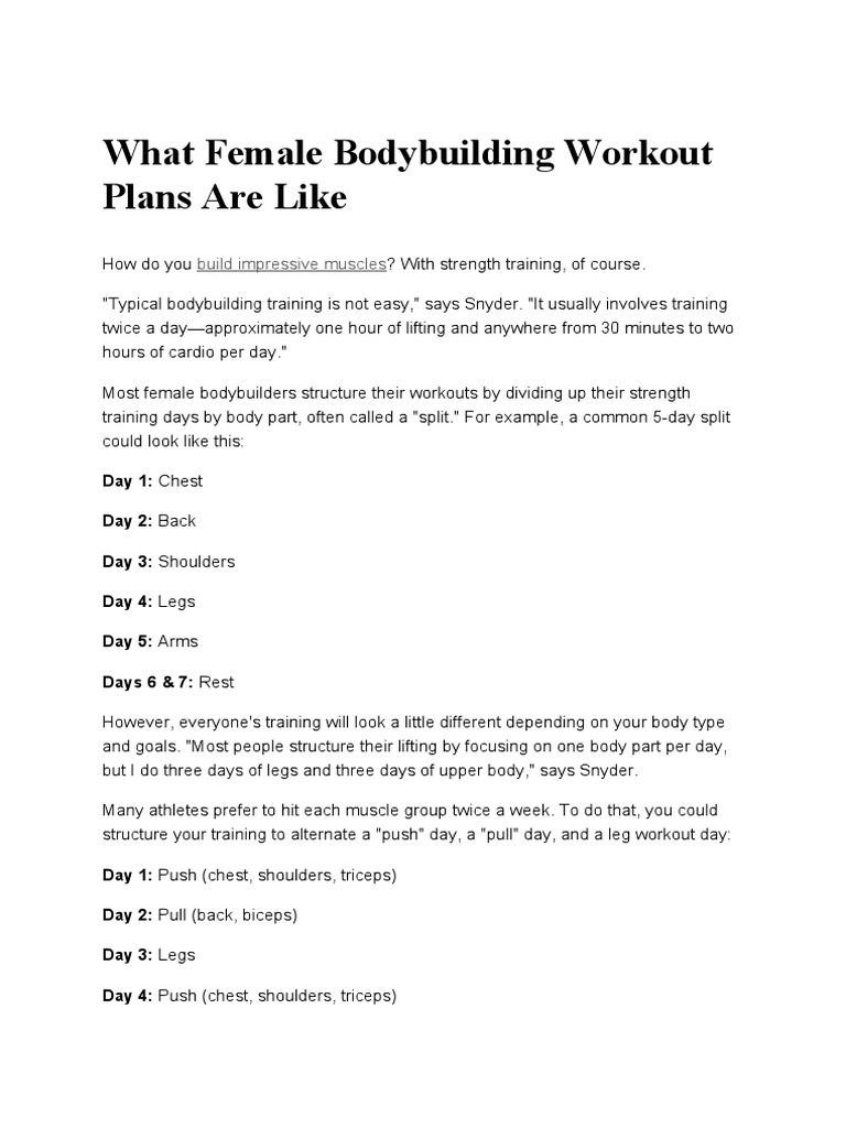 What Female Bodybuilding Workout Plans Are Like: Build Impressive ...