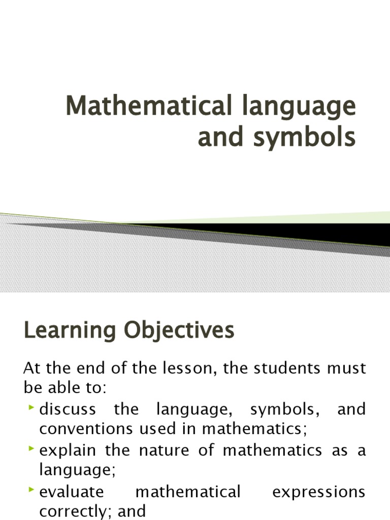 Mathematical Language and Symbols 2 | PDF | Set (Mathematics ...