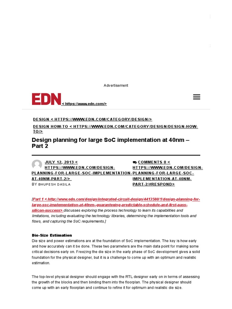 Design Planning For Large SoC Implementation at 40nm - Part 2 ...