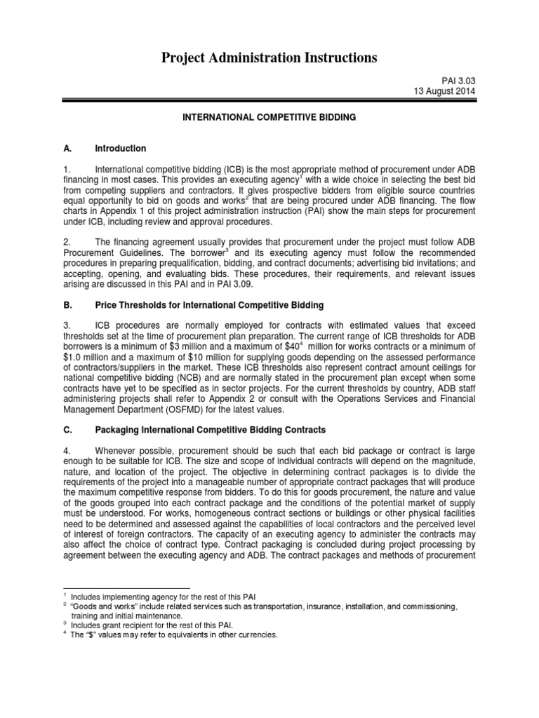 Adb - Icb PDF | PDF | Procurement | Specification (Technical Standard)
