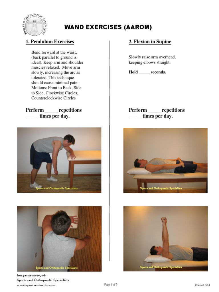 Wand Exercises (Aarom) : 1. Pendulum Exercises 2. Flexion in Supine ...
