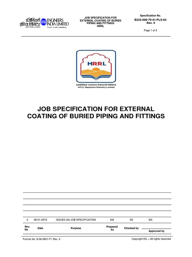Buried Pipes and Fittings Painting Spec | PDF | Pipe (Fluid Conveyance ...