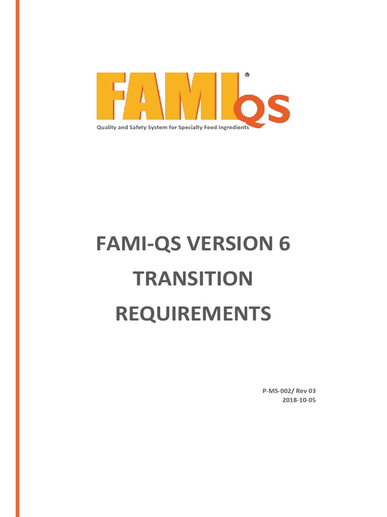 P-MS-002 FAMI-QS Version 6 Transition Requirements - Rev03 - EN | PDF ...