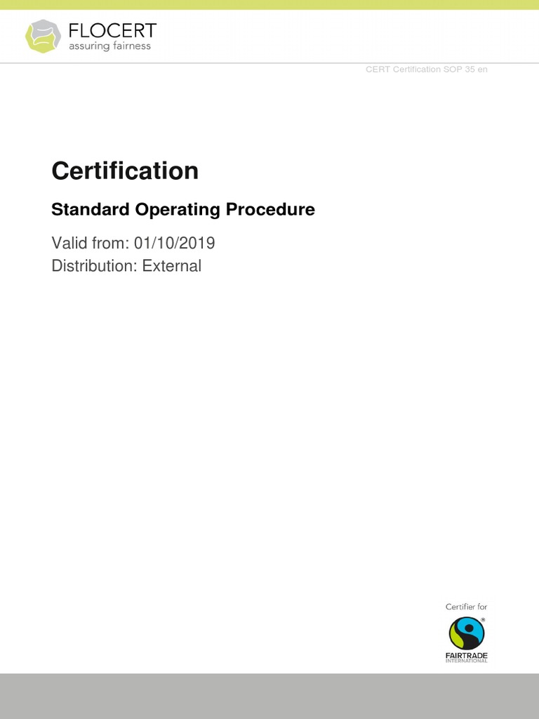 Certification: Standard Operating Procedure | PDF | Audit | Regulatory ...