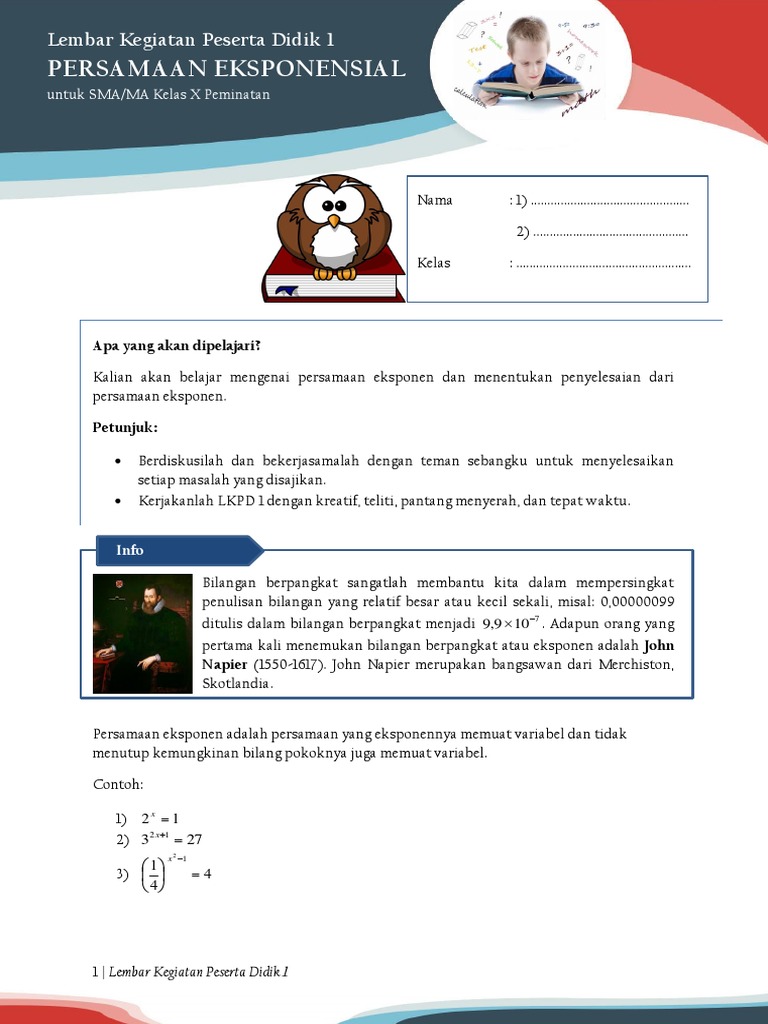 LKPD 1 - Persamaan Eksponensial | PDF
