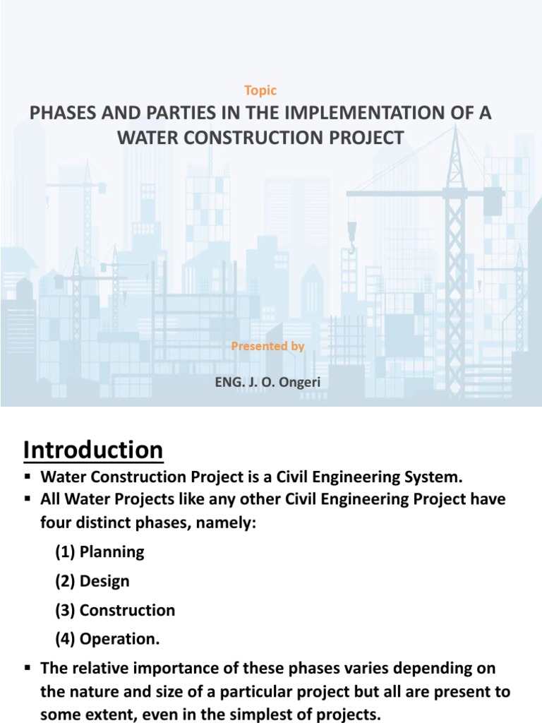 PHASES AND PARTIES IN THE IMPLEMENTATION OF A WATER CONSTRUCTION ...