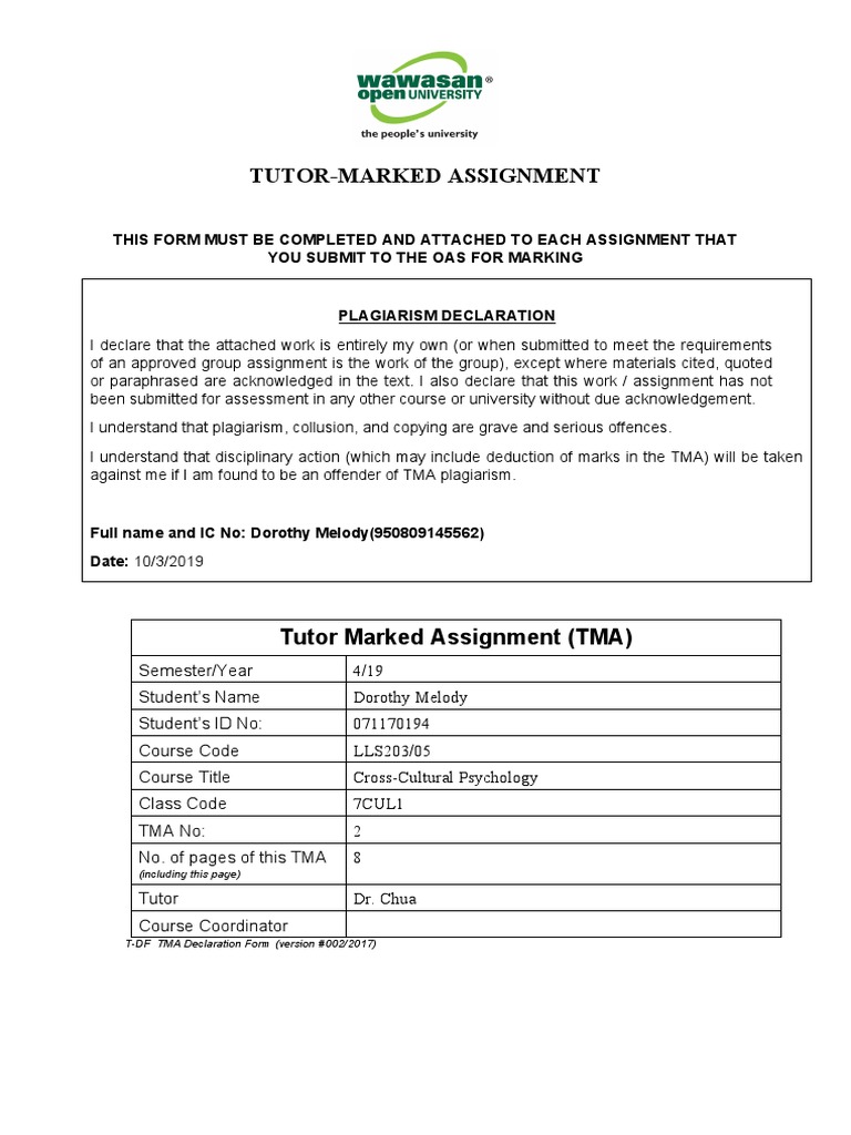Tutor-Marked Assignment | PDF | Sign Language | Communication