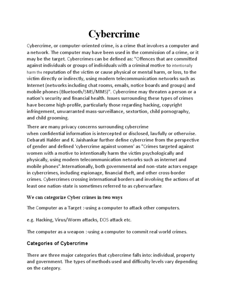 Cybercrime Types and Categories | PDF | Cybercrime | Malware