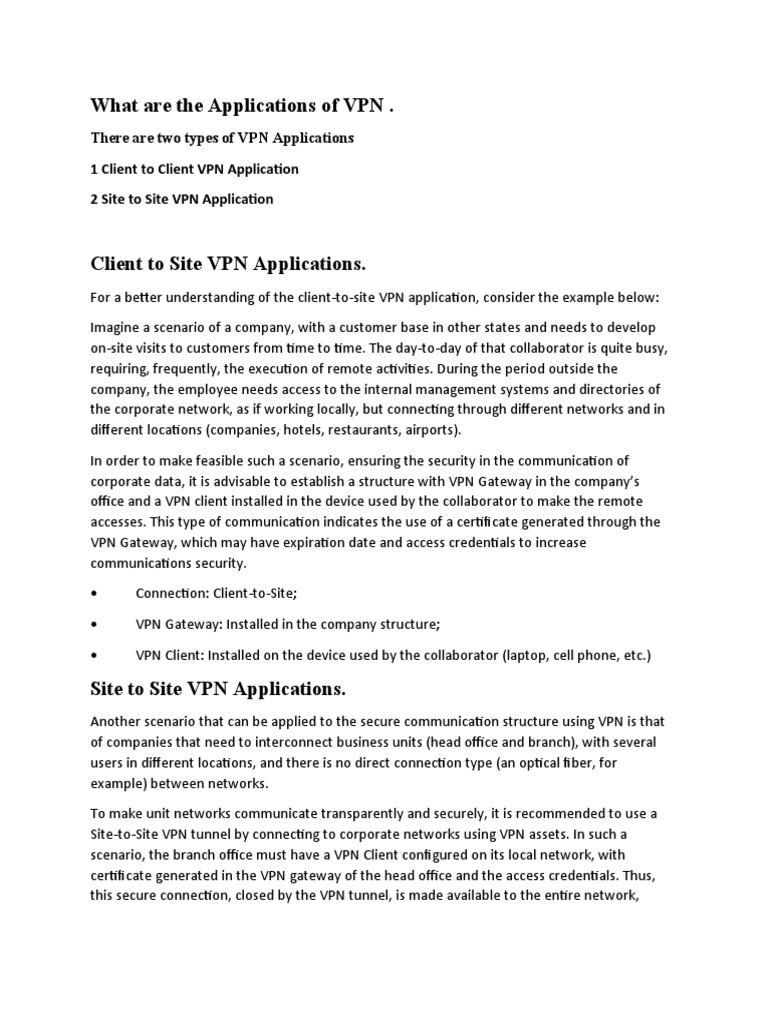 What Are The Applications of VPN | PDF | Virtual Private Network ...