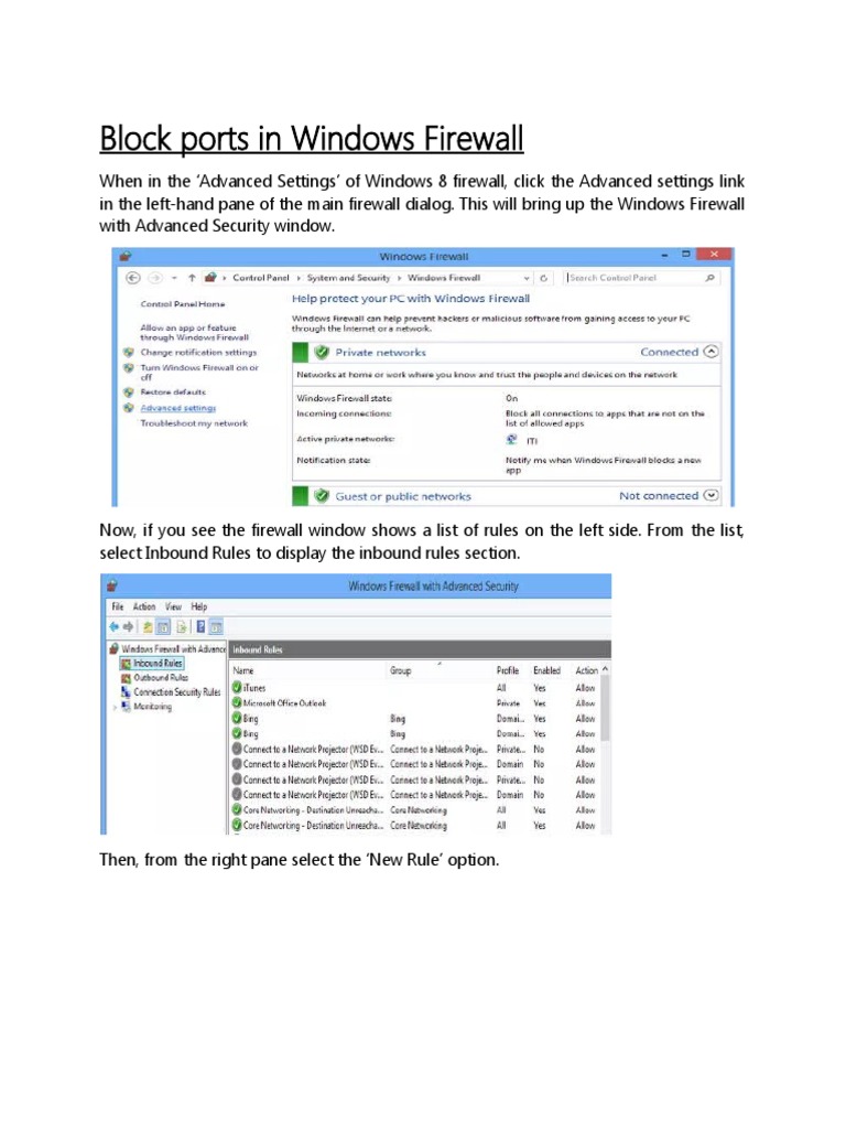 Block Ports in Windows Firewall | Download Free PDF | Firewall ...