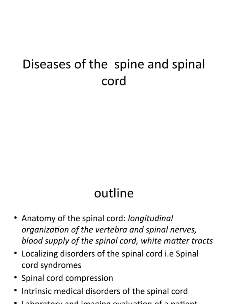 Diseases of The Spinal Cord | PDF | Spinal Cord | Vertebral Column