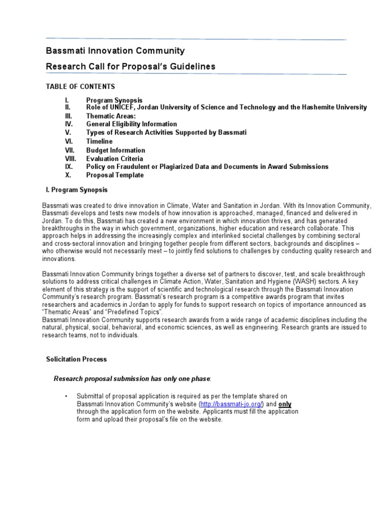 Bassmati Innovation Community Research Call For Proposal's Guidelines ...