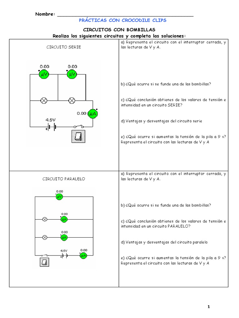 Practicas Crocodile Clips | PDF | Relé | Resistencia Eléctrica y Conductancia