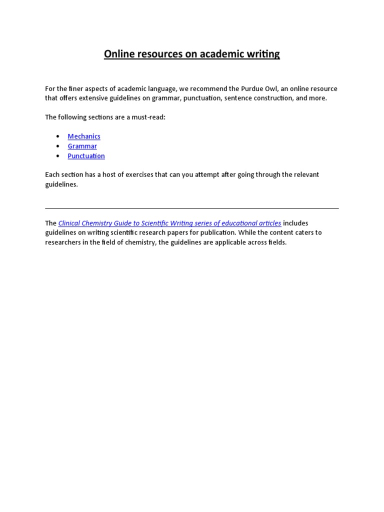 Essential Online Resources for Academic Writing | PDF