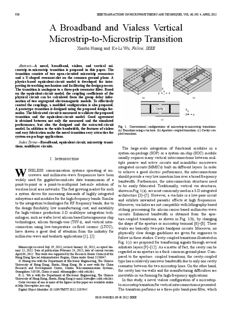 Microstrip To Microstrip Transition | PDF | Transmission Line | Inductance