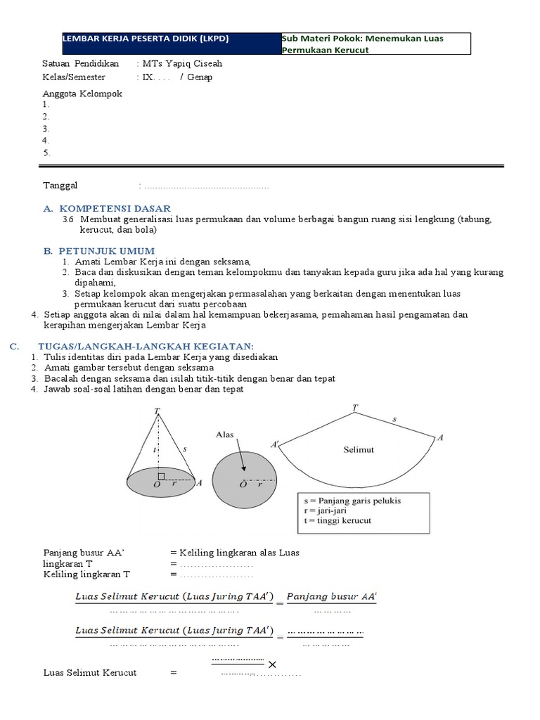 LKPD Kerucut | PDF