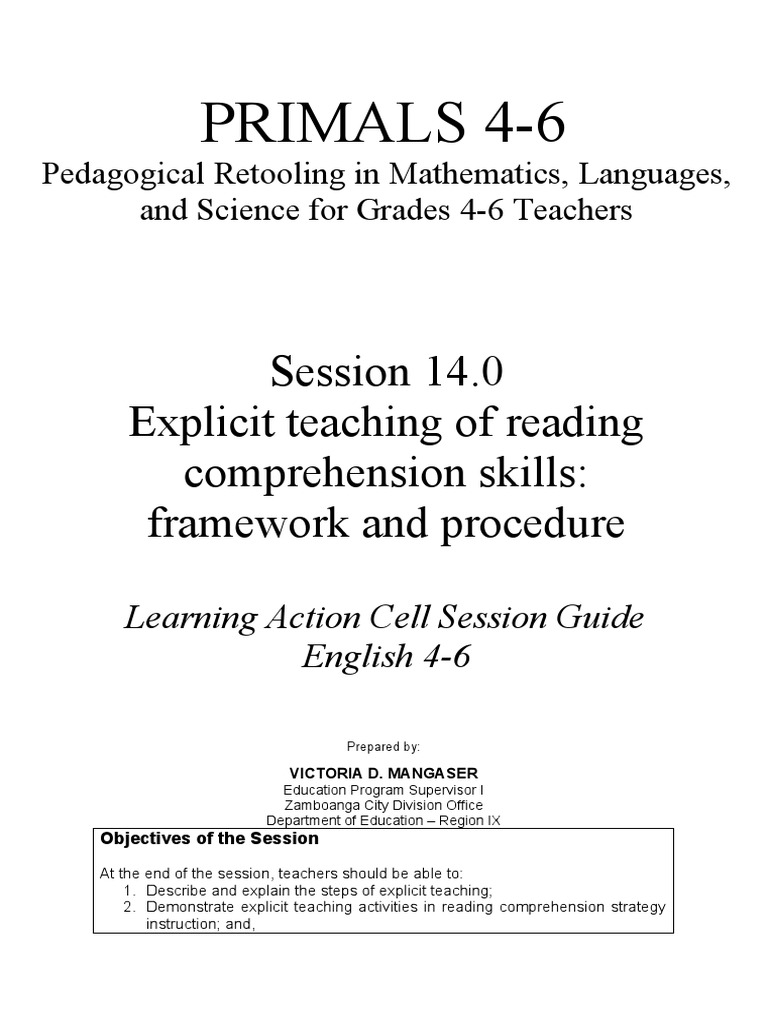 Explicit Teaching of Reading Skills | PDF | Reading Comprehension ...