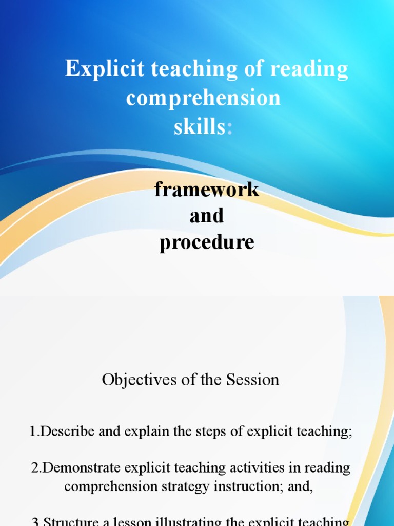 Explicit Teaching of Reading Comprehension Skills | PDF | Reading ...