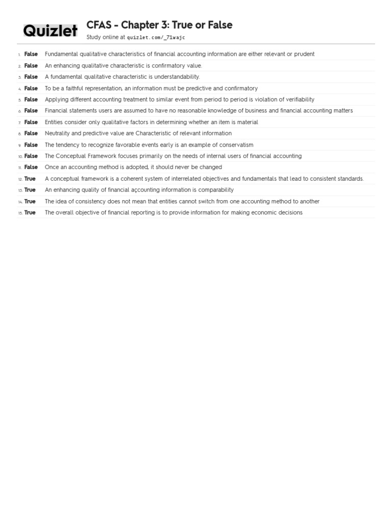 CFAS - Chapter 3: True or False | PDF