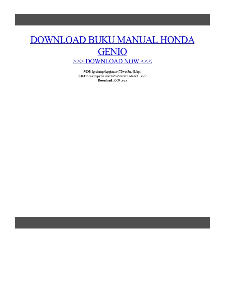 Buku Manual Honda Genio | PDF