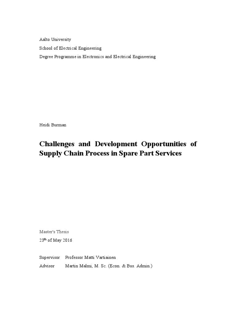 SCSpareParts ProcessDevpmnt Thesis | PDF | Business Process | Six Sigma