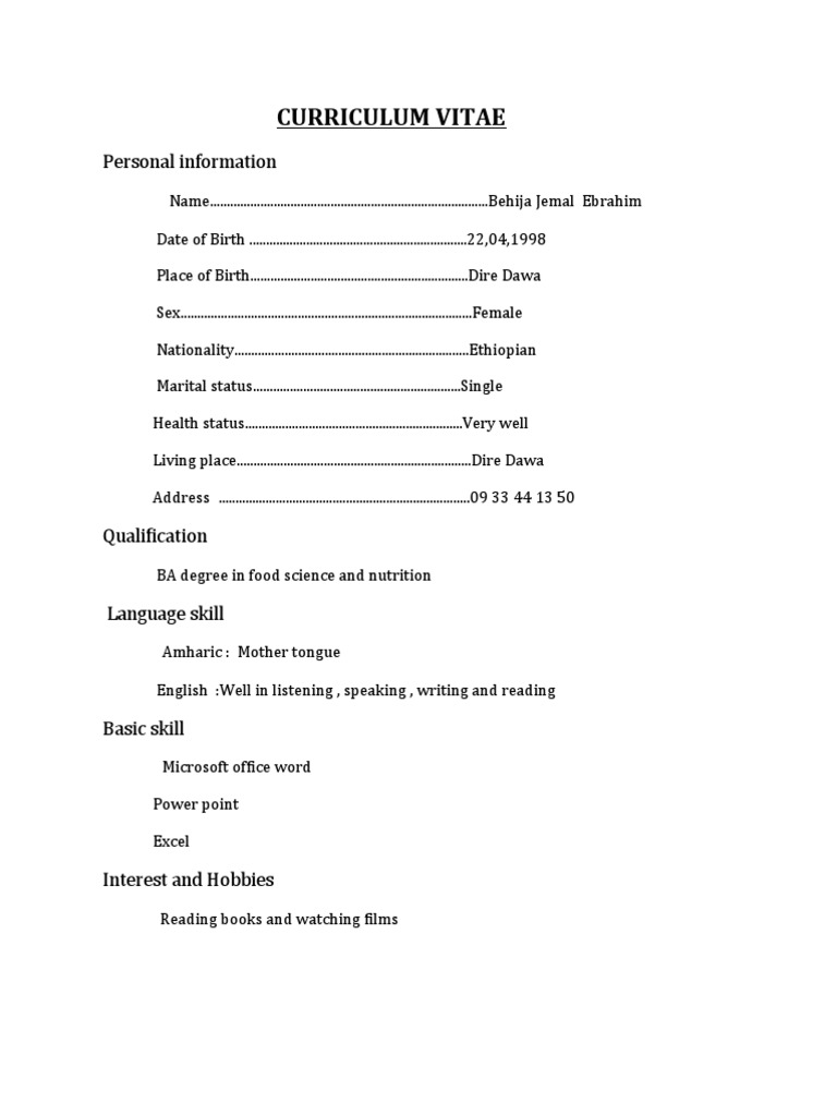 Curriculum Vitae: Personal Information | PDF