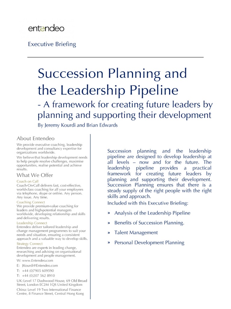 Succession Planning And The Leadership Pipeline Pdf Mentorship