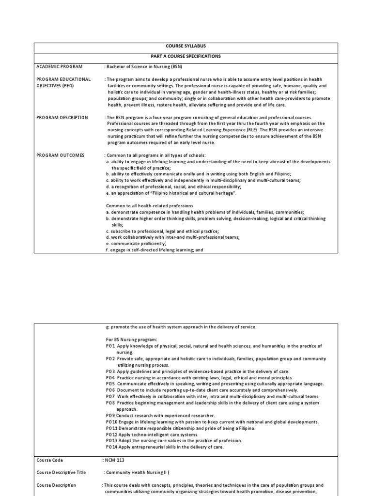 Course Syllabus Part A Course Specifications | Download Free PDF ...
