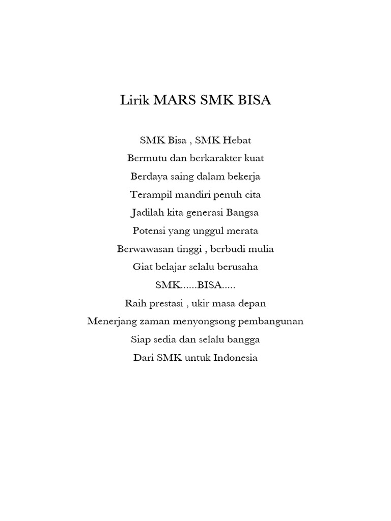 Lirik Mars SMK Bisa | PDF