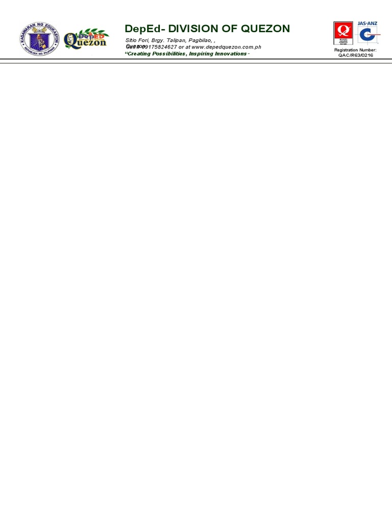Deped-Division of Quezon: "Creating Possibilities, Inspiring ...