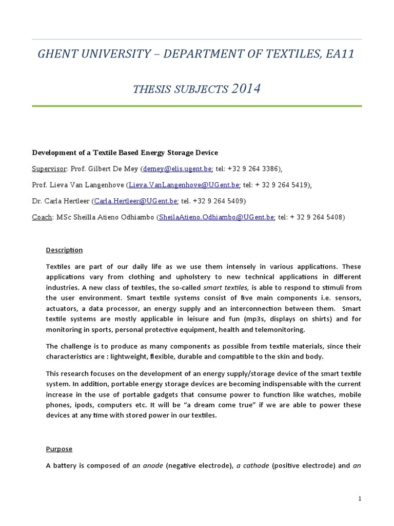 Thesis Topics Textiles Ghent University | PDF | Composite Material ...