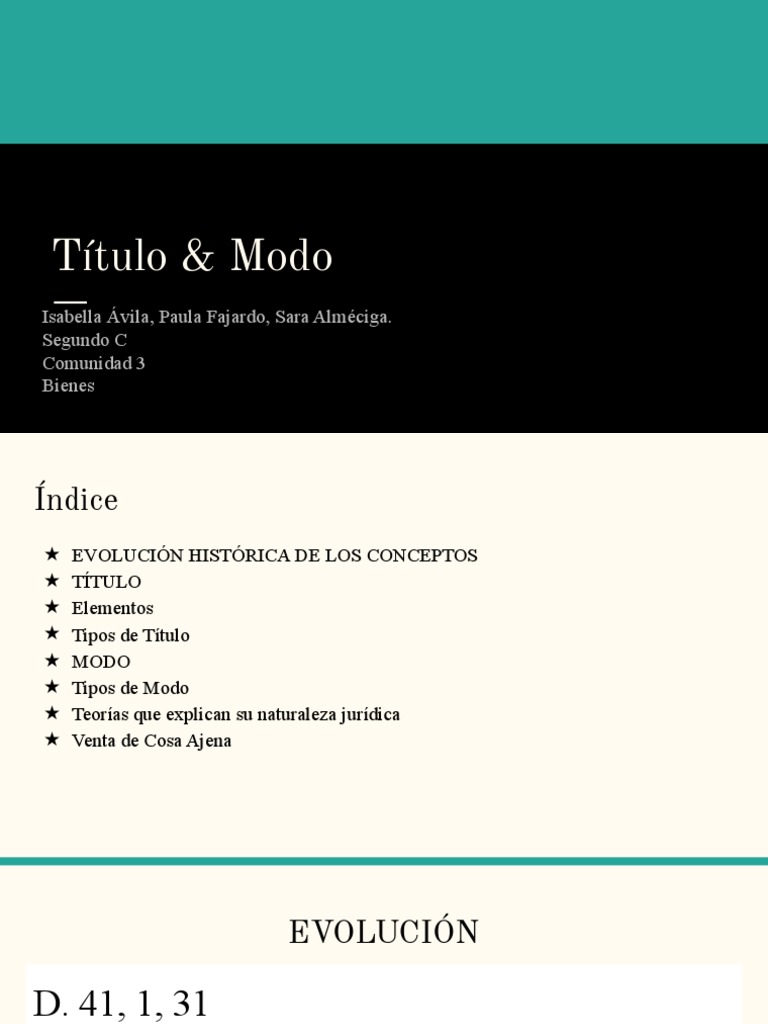 Conceptos Jurídicos: Título y Modo | PDF | Derecho civil (sistema legal) | Conceptos legales